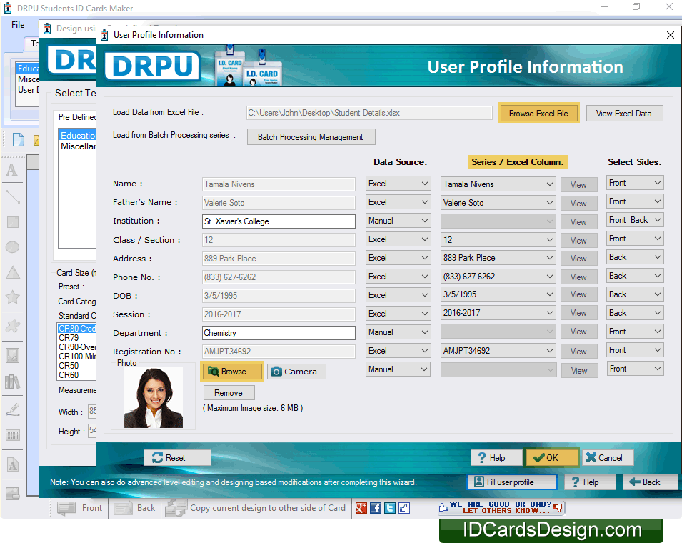 Screenshots of Student ID Cards Designing Software to create student id ...
