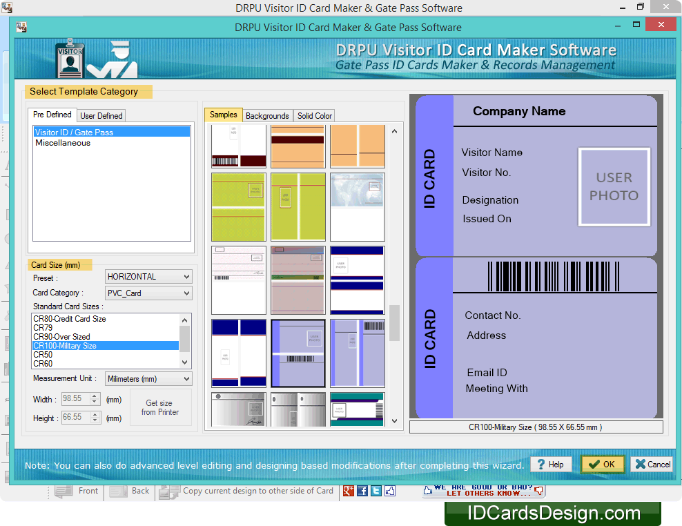Screenshots of Visitors ID Cards Designing Software to create visitor ...